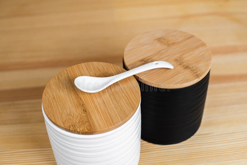 Sugar and table salt stock image. Image of sugar, wood - 251432193