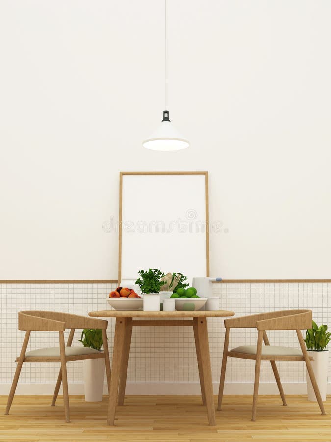 Kitchen Set in Pantry Area and Dining Area - 3d Rendering Stock ...