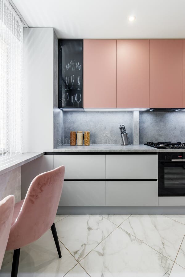 Kitchen Design , Set of Rose Gold Color Furniture, Brass Finish with a ...