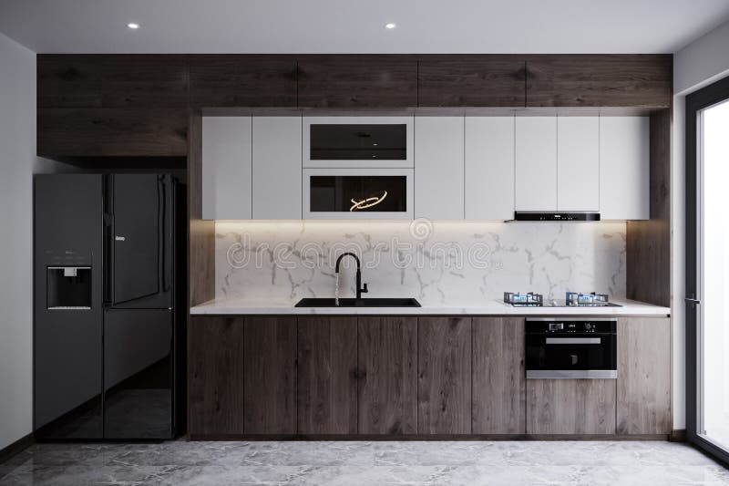 Kitchen Set-up with Smart and Modern Technologies, Fridge, Cooking ...