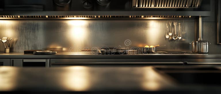 A Kitchen Setup Featuring a Stove Top Oven and Adjacent Counter Space ...