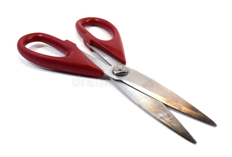 Kitchen Shears with Red Plastic Handle Stock Photo - Image of chop ...