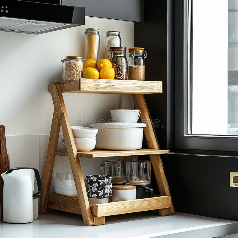 Kitchen Shelf with Utensils. 3d Render Illustration Stock Illustration ...