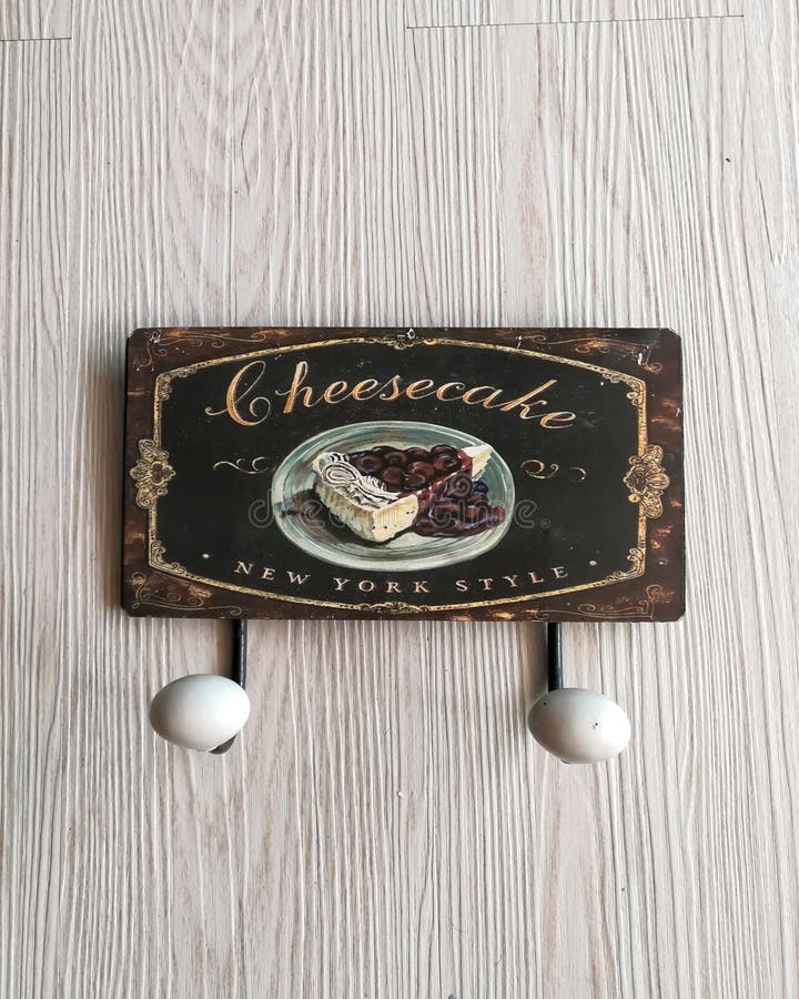 Kitchen Sign with Cheesecake Written with Hanging Holder Stock Image ...