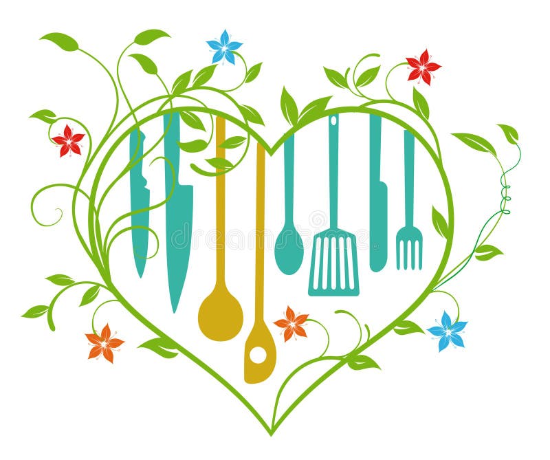 Kitchen Sign with Heart, Illustration Stock Vector - Illustration of ...