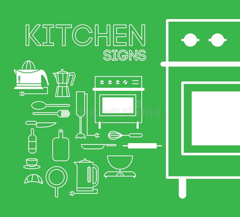 Kitchen signs set stock illustration. Illustration of restaurant - 69429097