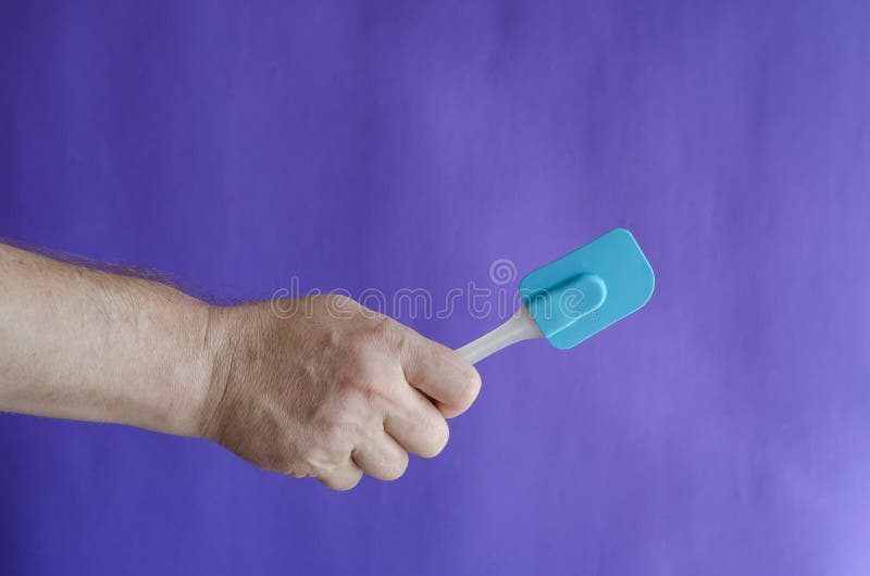 Kitchen Silicone Spatula in Hand Stock Photo - Image of adult, hand ...