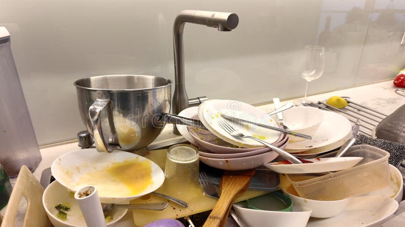 Kitchen Sink Overflowing with Dirty Dishes Stock Video - Video of ...
