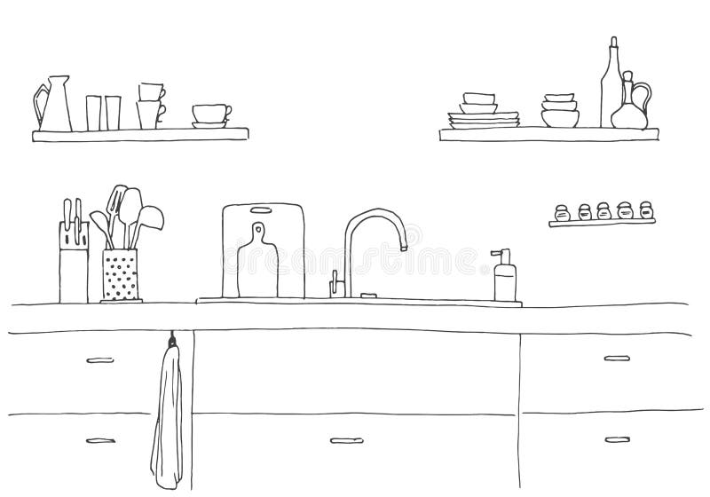 Kitchen Worktop. Table Top in the Kitchen Stock Illustration ...