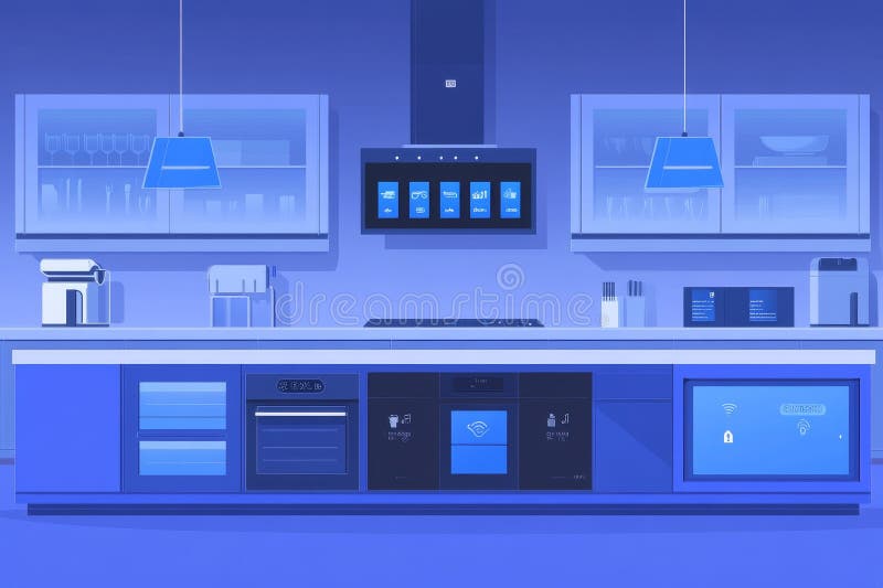 Kitchen with Smart Appliances with Display, Smart Home and Artificial ...