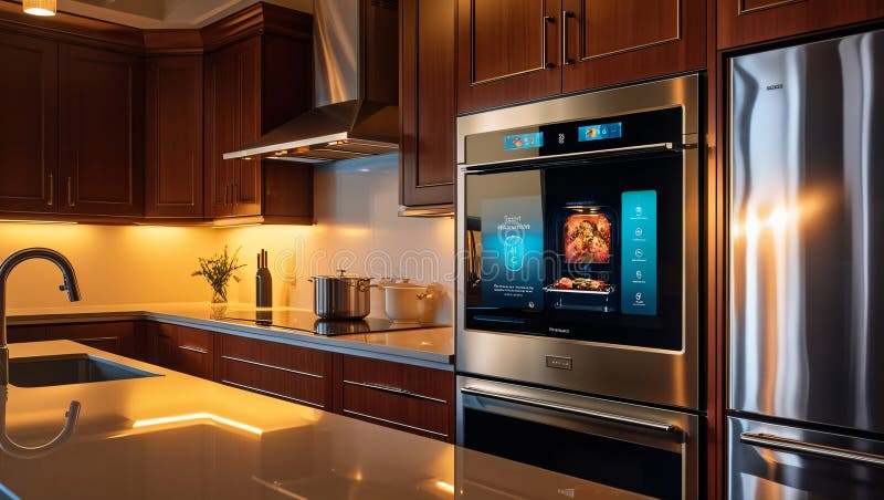 Kitchen with Smart Appliances with Display Screen and a Smart Oven with ...