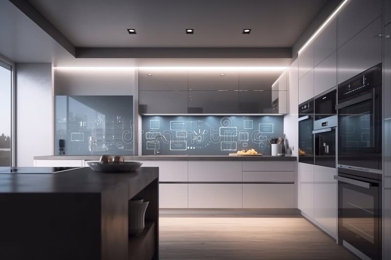 Kitchen with Smart Appliances with Display Screen and Voice-controlled ...