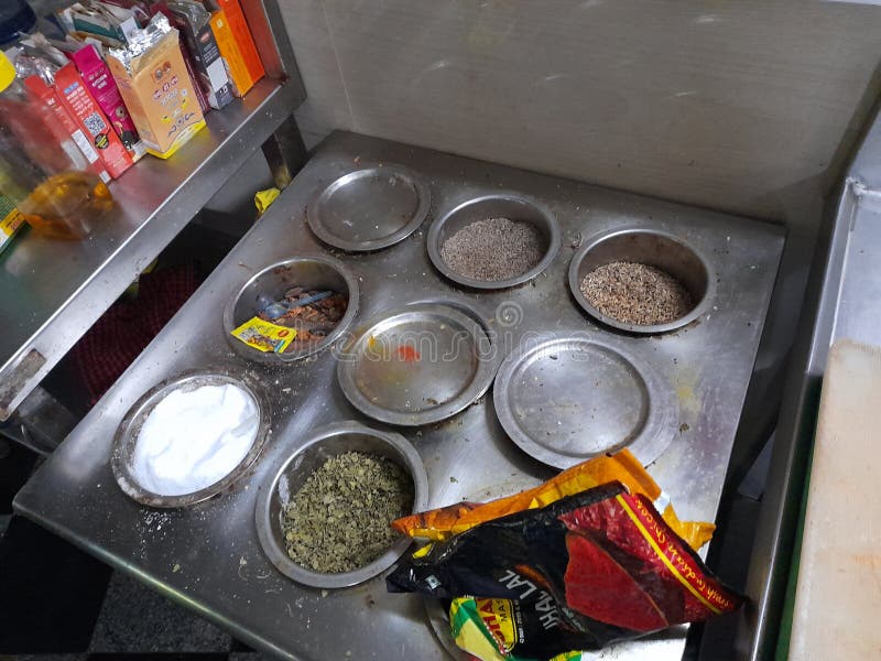 Kitchen Spices Container Table Their Ingredients Editorial Stock Image ...
