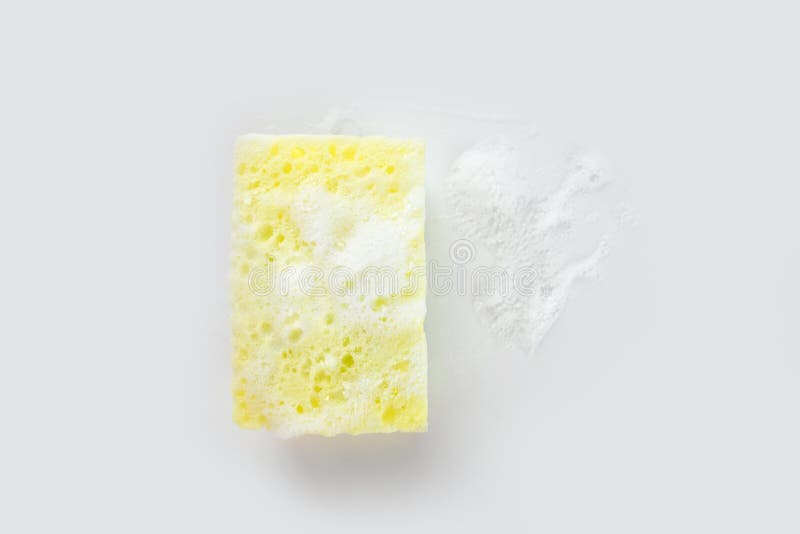 Kitchen Sponge with Foam on a White Stock Photo - Image of spring ...