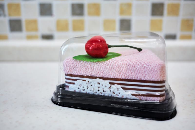 Kitchen Sponge in a Form of Cake Decorated with Stock Photo - Image of ...
