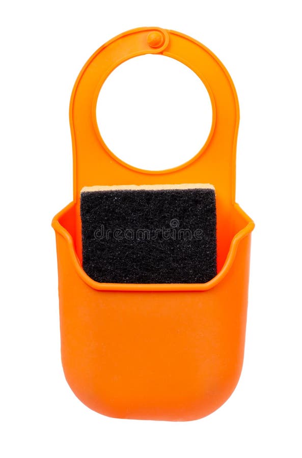 Kitchen Sponge Hanger, Orange Silicone Utensil. Isolated on White Stock ...