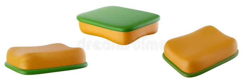 Kitchen Sponge Various View in Realistic 3d Glossy Style for Bathroom ...
