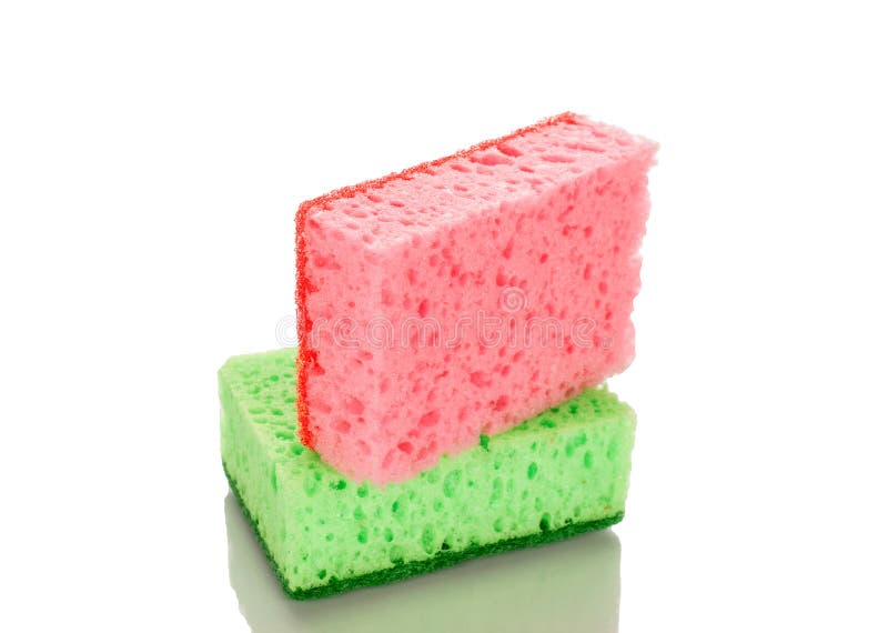 Kitchen Sponges, Macro, Isolated on White Background. Stock Photo ...