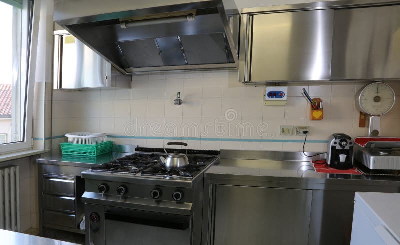 Kitchen with Stainless Steel Cookers Stock Photo - Image of cooker ...