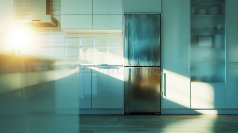 A Kitchen with a Stainless Steel Refrigerator and Cabinets in the ...