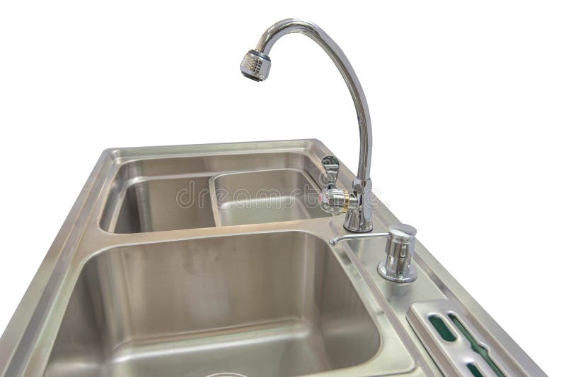 Kitchen Stainless Steel Sink Isolated on White Background Stock Image ...