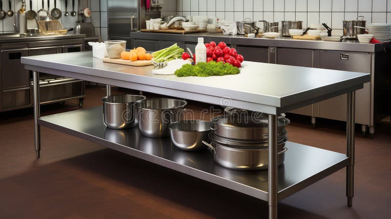 Kitchen stainless table stock illustration. Illustration of steel ...