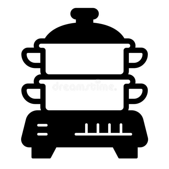 Kitchen Steamer, Two Sections Pan Solid Icon, Culinary Cooking Concept. Vector Graphics Stock ...