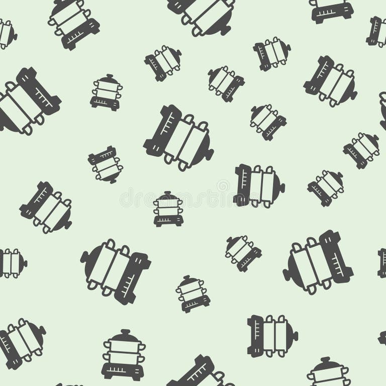 Kitchen Steamer, Two Sections Pan Solid Seamless Pattern, Culinary Cooking Theme. Vector ...