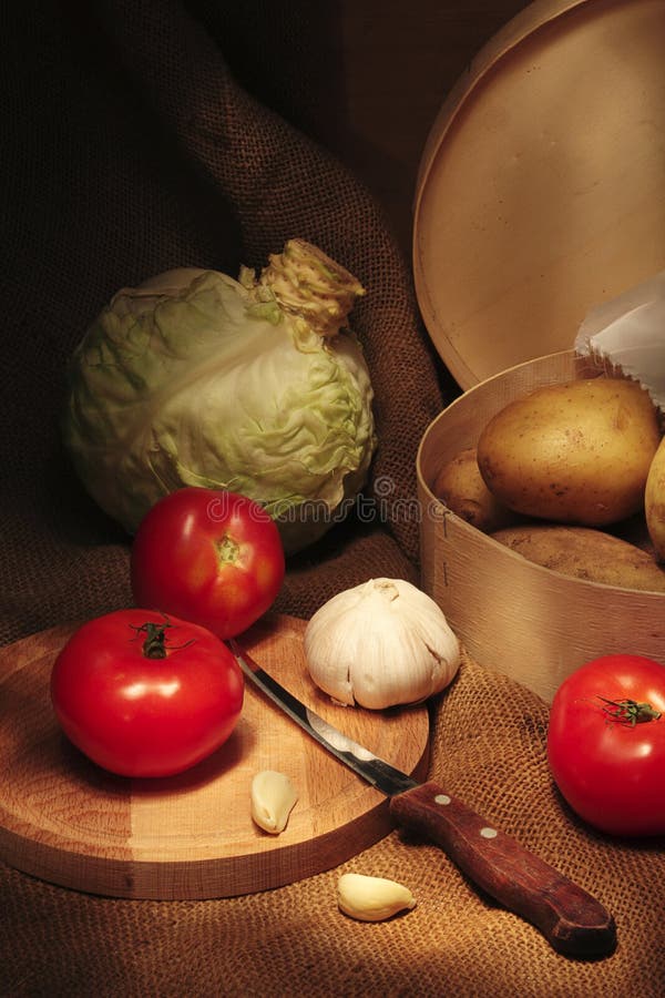 Kitchen still life stock image. Image of cook, garlic - 15042095