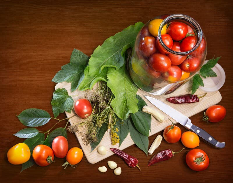 Kitchen Still Life of Objects Cooking Pickled Tomatoes Stock Image ...