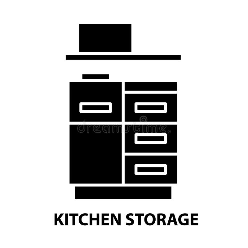 Kitchen Storage Icon, Black Vector Sign with Editable Strokes, Concept ...