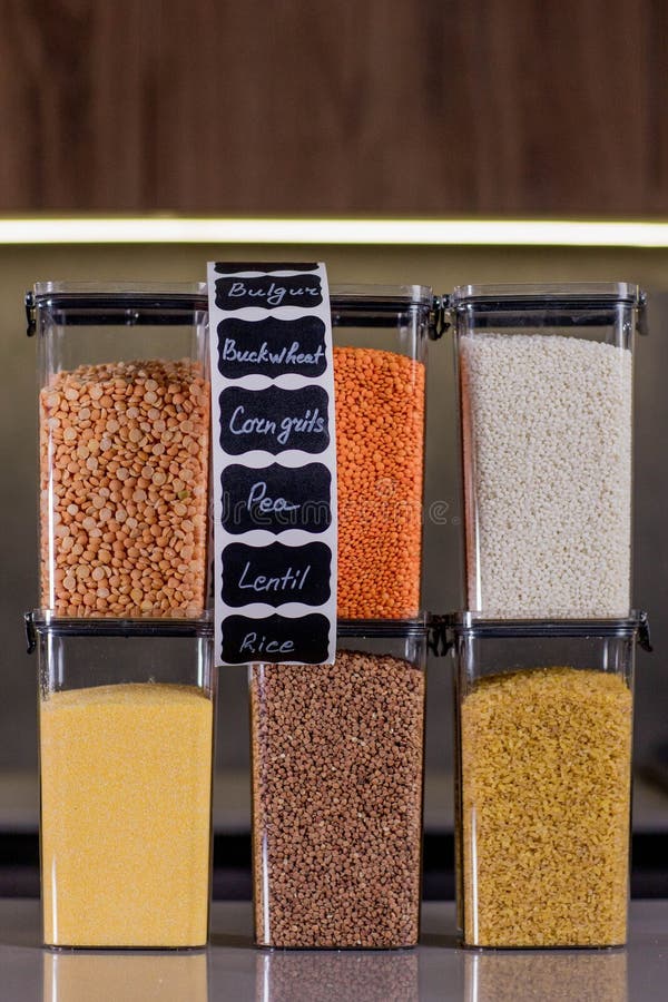 Kitchen Storage Organization Use Plastic Case. Placing and Sorting Food ...