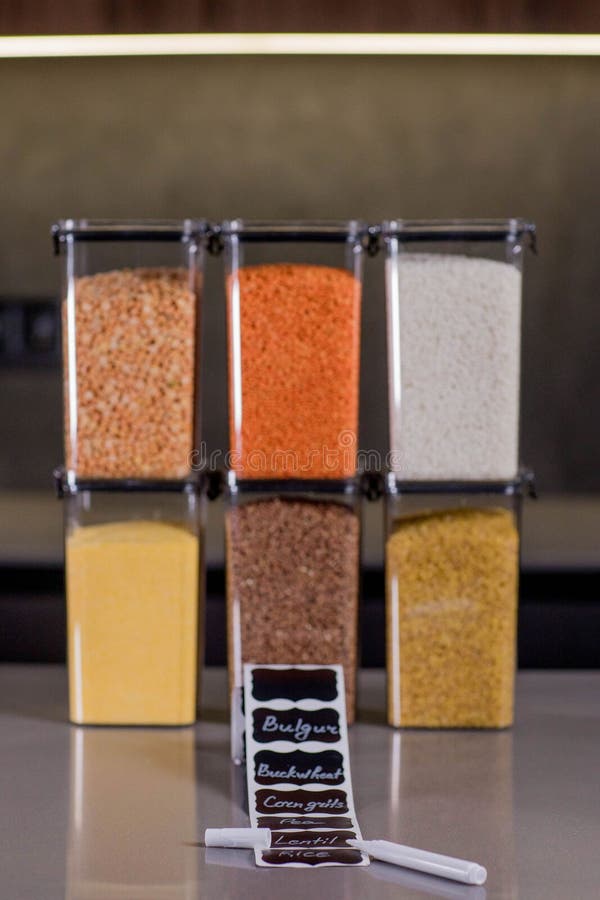 Kitchen Storage Organization Use Plastic Case. Placing and Sorting Food ...