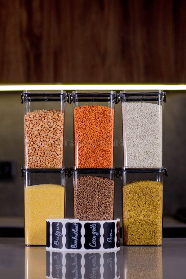 Kitchen Storage Organization Use Plastic Case. Placing and Sorting Food ...