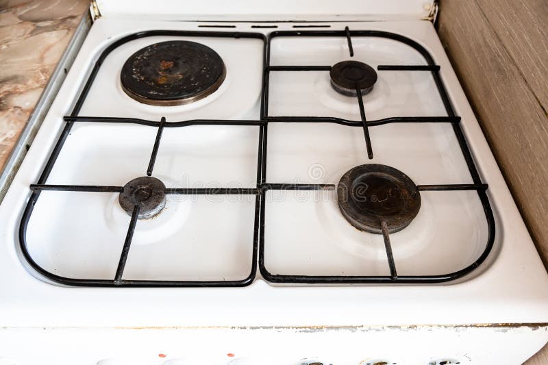 Kitchen Stove Top with Electric and Gas Burners Stock Image - Image of ...