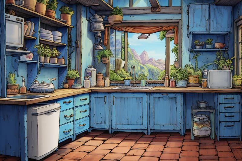 Kitchen in the Style of a Fairy Tale, Illustration Stock Illustration ...