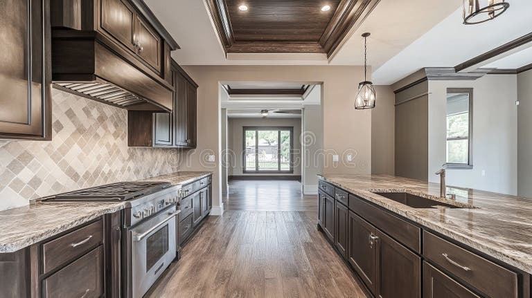 Kitchen with Subtle Ceiling Vent, Modern Design . Stock Image - Image ...