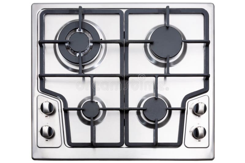 Kitchen Surface in Stainless Steel with Cast Iron Grill. View from ...