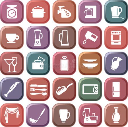 Kitchen symbols stock vector. Illustration of drink, icons - 8726397