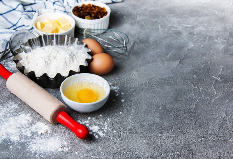 Kitchen Table with Baking Ingredients Stock Image - Image of eggs ...