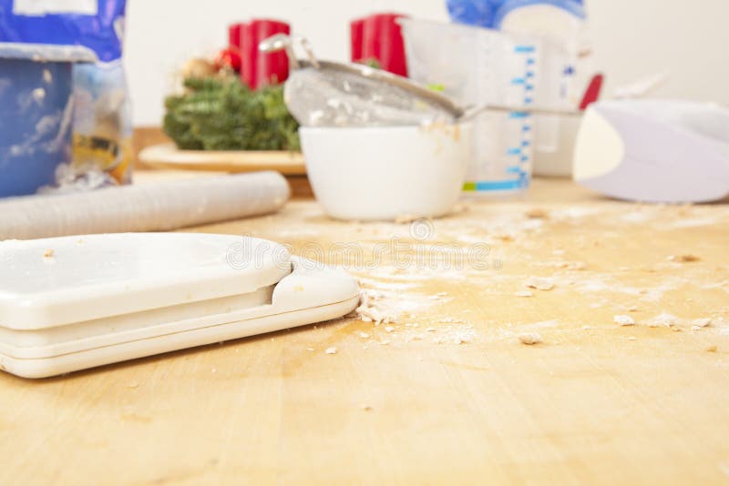 Kitchen Table with Baking Utensils Stock Image - Image of candles ...