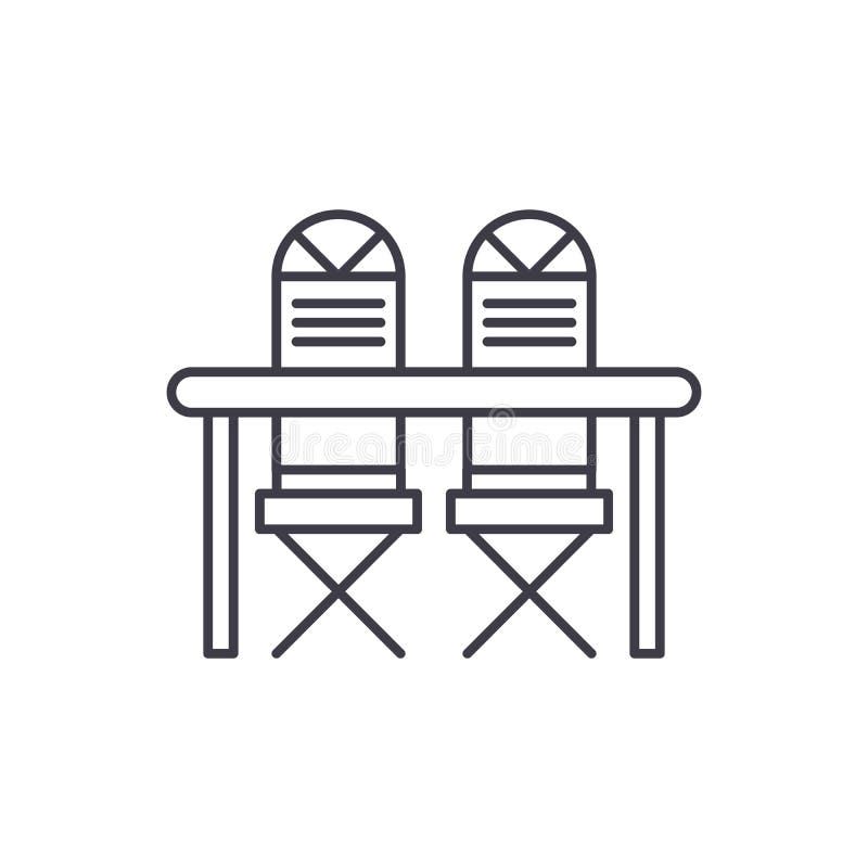 Kitchen Table and Chairs Line Icon Concept. Kitchen Table and Chairs ...