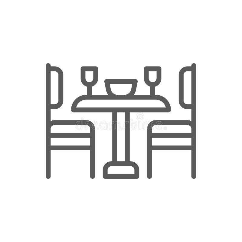 Kitchen Table and Chairs Line Icon. Stock Vector - Illustration of ...