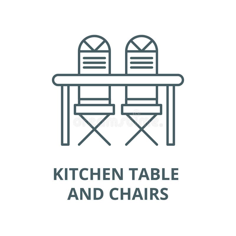 Kitchen Table and Chairs Vector Line Icon, Linear Concept, Outline Sign ...