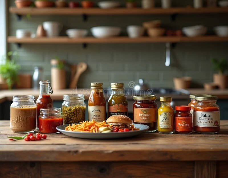 A Colorful Array of Condiment Bottles on the Kitchen Table this Vibrant ...
