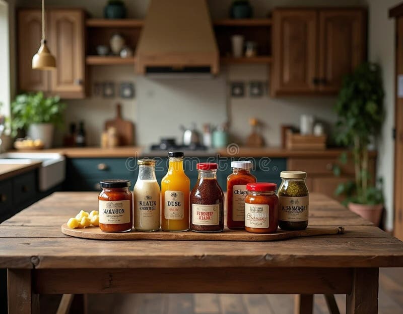 A Colorful Array of Condiment Bottles on the Kitchen Table this Vibrant ...