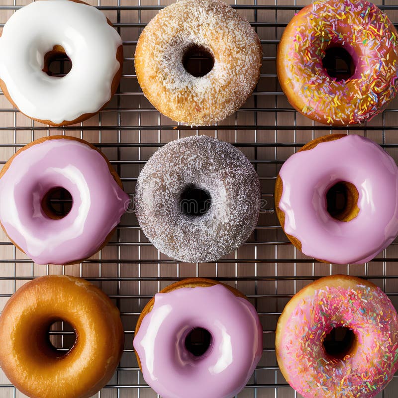Kitchen Table Donuts, a Delightful Pastry Display Stock Illustration ...