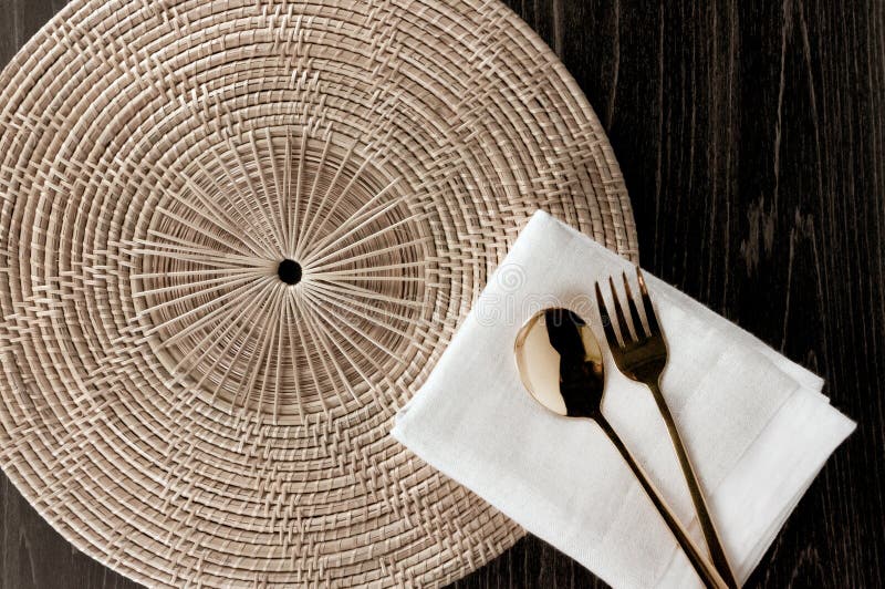 Kitchen Table Fork and Spoon Dining Dish, Top View with Copy Space ...