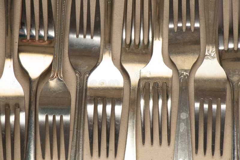 Kitchen Table Forks on the Table Close-up Stock Image - Image of steel ...