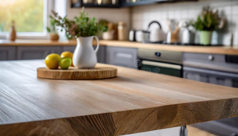 Kitchen Table Front View, Wooden Table Stock Illustration ...